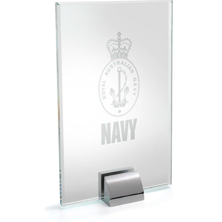 Navy Alpha Glass Award | Engraved Plaque - Military Shop