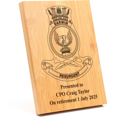 HMAS Darwin Apex Bamboo Award | Engraved Plaque - Navy Shop