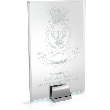 HMAS Darwin Alpha Glass Award | Engraved Plaque - Navy Shop