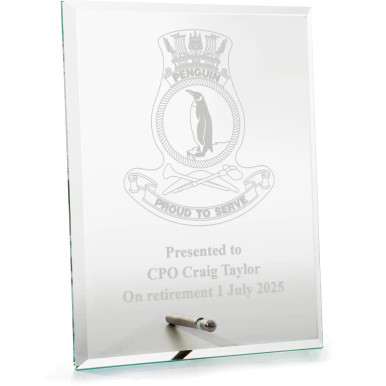 HMAS Penguin Everest Glass Award | Engraved Plaque - Navy Shop