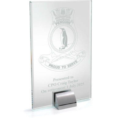 HMAS Penguin Alpha Glass Award | Engraved Plaque - Military Shop