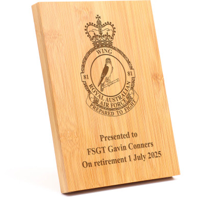 No 81 Wing Apex Bamboo Award | Engraved Plaque - Air Force Shop