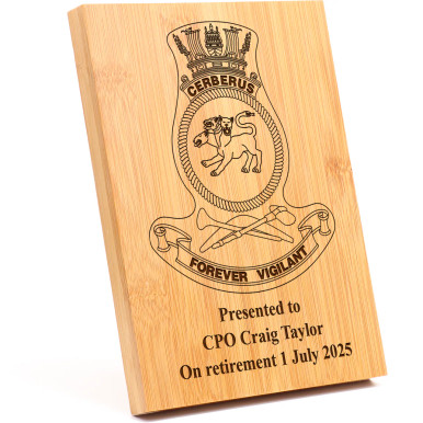 HMAS Cerberus Apex Bamboo Award | Engraved Plaque - Navy Shop