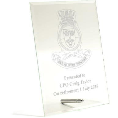 HMAS Childers Essence Glass Award | Engraved Plaque - Navy Shop
