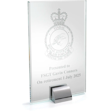 RAAF Base Tindal Alpha Glass Award | Engraved Plaque - Air Force Shop