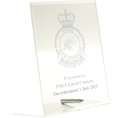 RAAF Base Tindal Essence Glass Award | Engraved Plaque - Air Force Shop