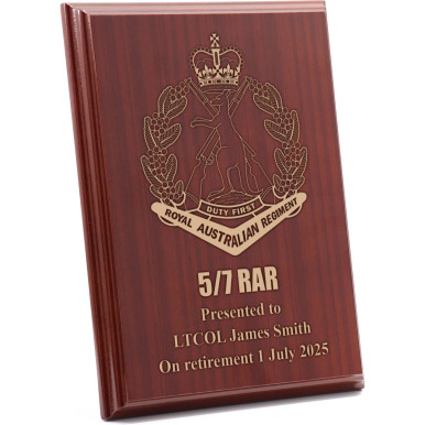 5/7 RAR Omega Timber Award | Engraved Plaque - Army Shop