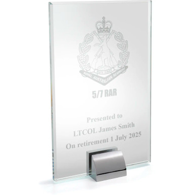 5/7 RAR Alpha Glass Award | Engraved Plaque - Army Shop
