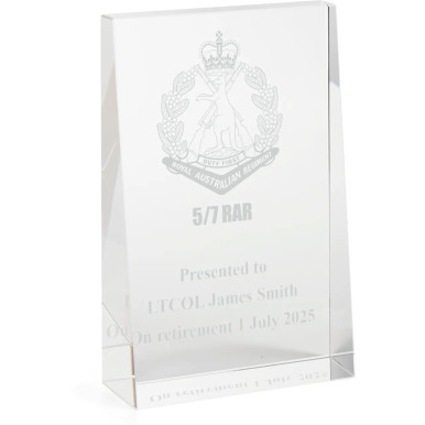 5/7 RAR Glacier Glass Award | Engraved Plaque - Army Shop