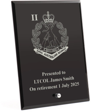 2nd Battalion, RAR Nebula Black Glass Award | Engraved Plaque - Army Shop