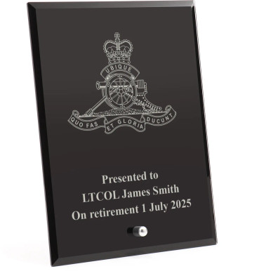 RAA Nebula Black Glass Award | Engraved Plaque - Army Shop
