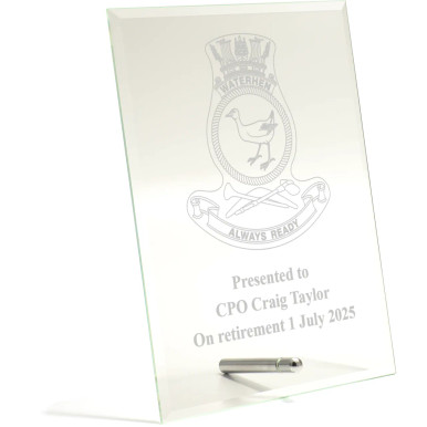 HMAS Waterhen Essence Glass Award | Engraved Plaque - Navy Shop