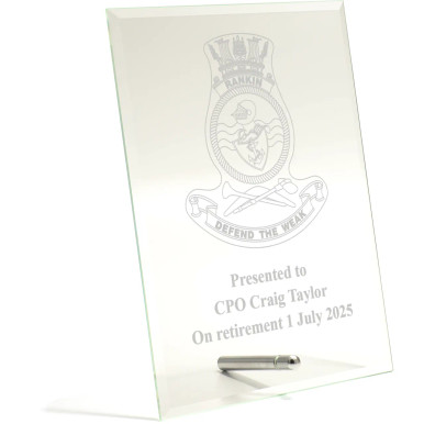 HMAS Rankin Essence Glass Award | Engraved Plaque - Navy Shop