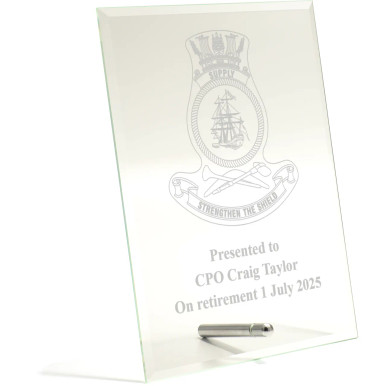 HMAS Supply (II) Essence Glass Award | Engraved Plaque - Navy Shop