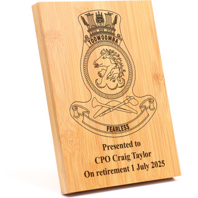 HMAS Toowoomba Apex Bamboo Award | Engraved Plaque - Navy Shop