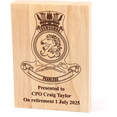 HMAS Toowoomba Heritage Wooden Award | Engraved Plaque - Navy Shop