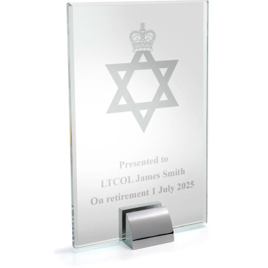 RAA Ch D (Jewish) Alpha Glass Award | Engraved Plaque - Army Shop