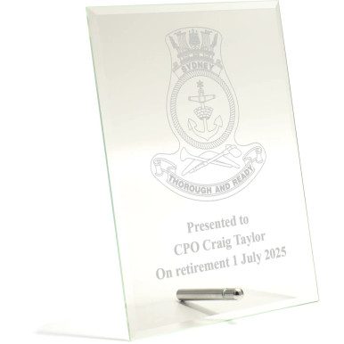 HMAS Sydney (V) Essence Glass Award | Engraved Plaque - Navy Shop