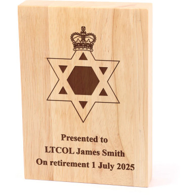 RAA Ch D (Jewish) Heritage Wooden Award | Engraved Plaque - Army Shop