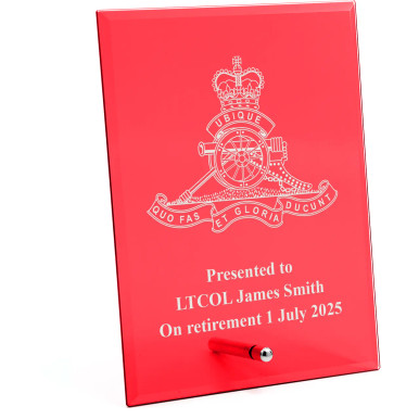 RAA Nebula Red Glass Award | Engraved Plaque - Army Shop