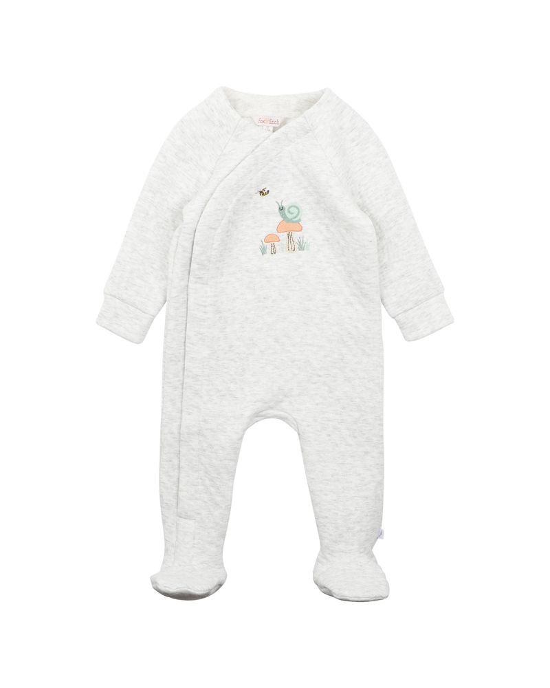 Happy Snail Quilted Onesie - Grey Marle - B'town Kids