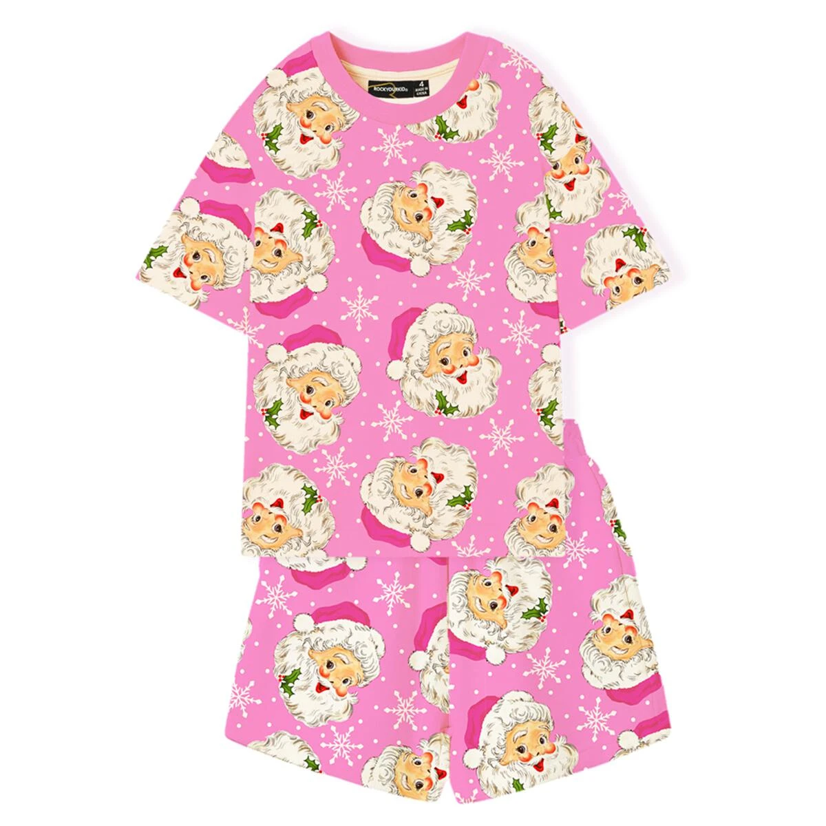 PINK RETRO SANTA PJ SET - B'town Kids
