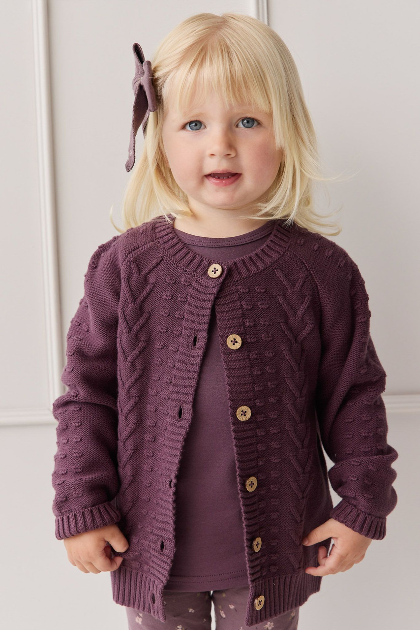 Cable Knit Cardigan - Blackberry - B'town Kids