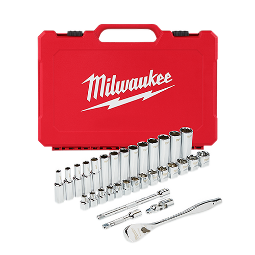 Milwaukee Metric 1 4 In. Drive 6 Point Ratchet Socket Set 28 Piece Rancher Supply RCS