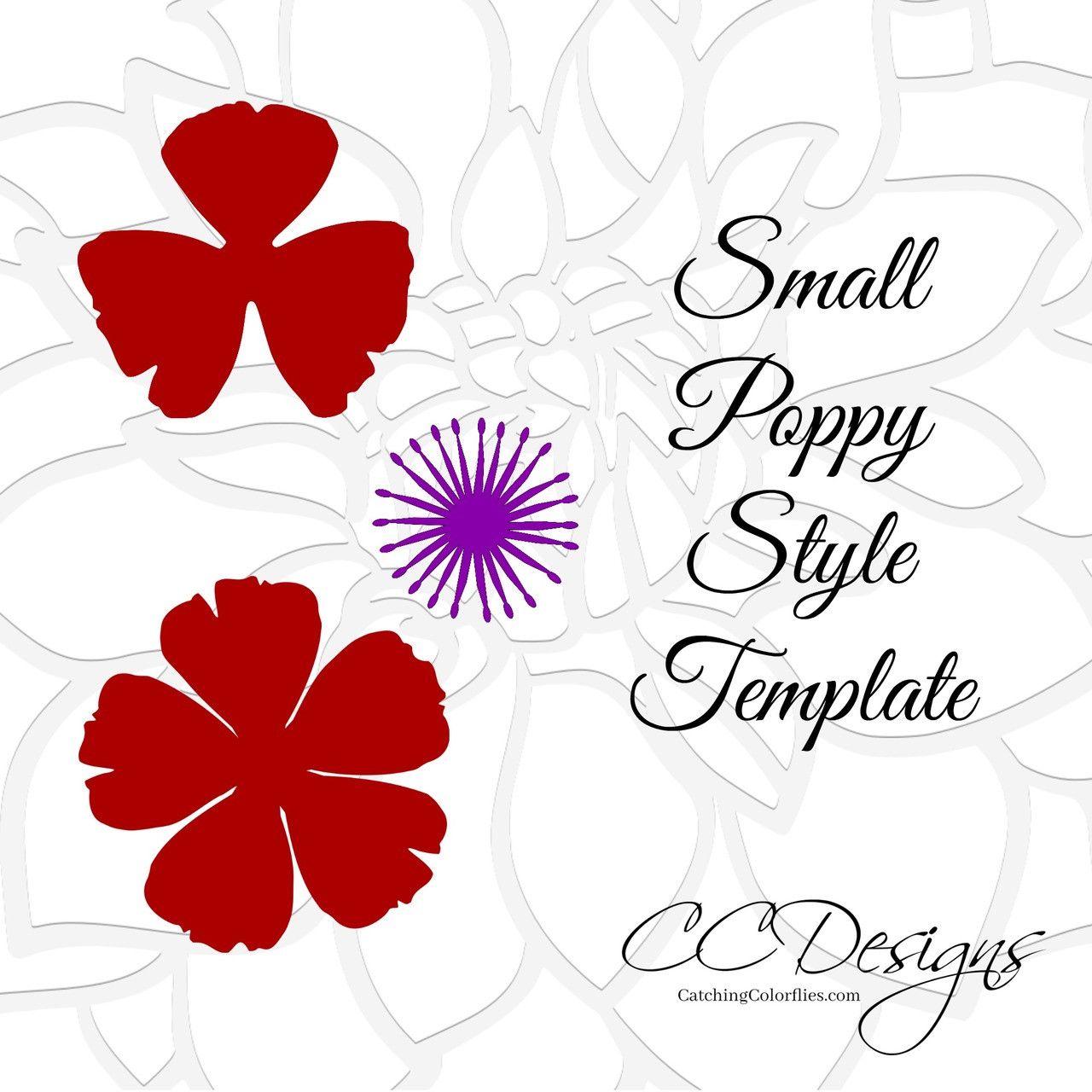 Small Poppy Paper Flower Template - Catching Colorflies