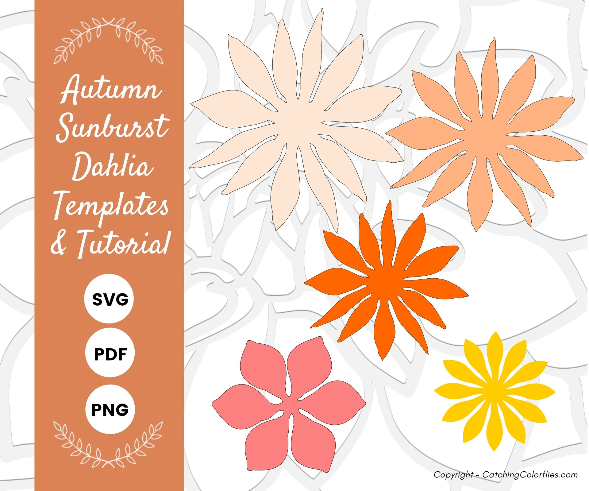 Dahlia Paper Flower Templates - Catching Colorflies