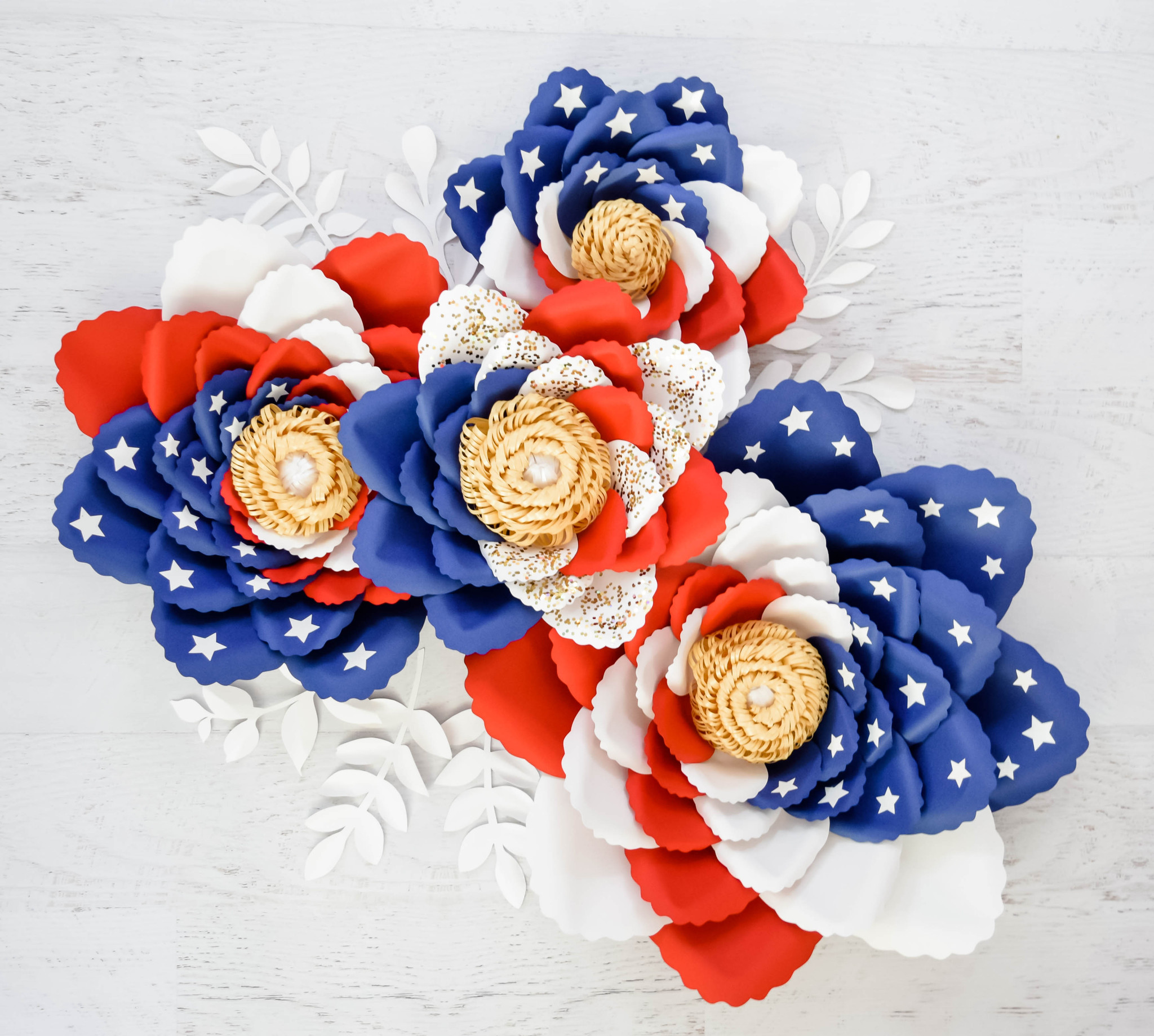American Flag Paper Flower Template - Catching Colorflies