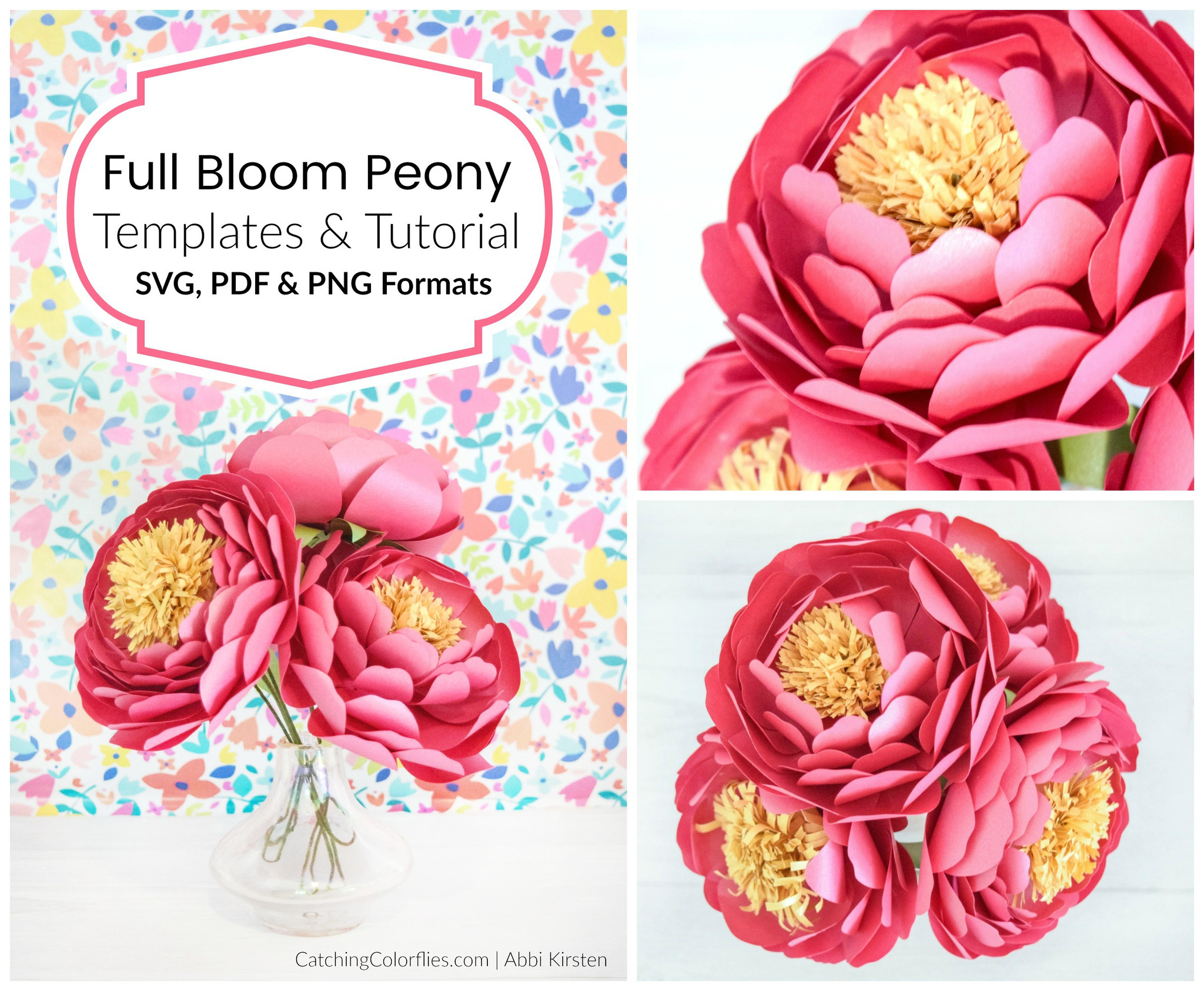 Full Bloom Peony Template - Catching Colorflies