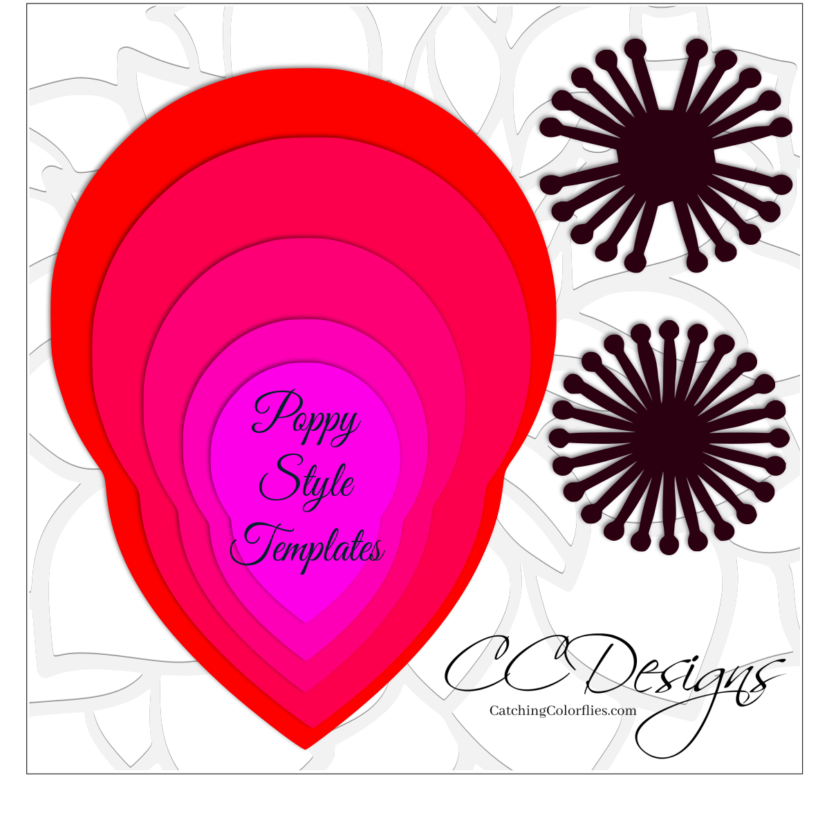 Poppy Giant Paper Flower Template - Catching Colorflies