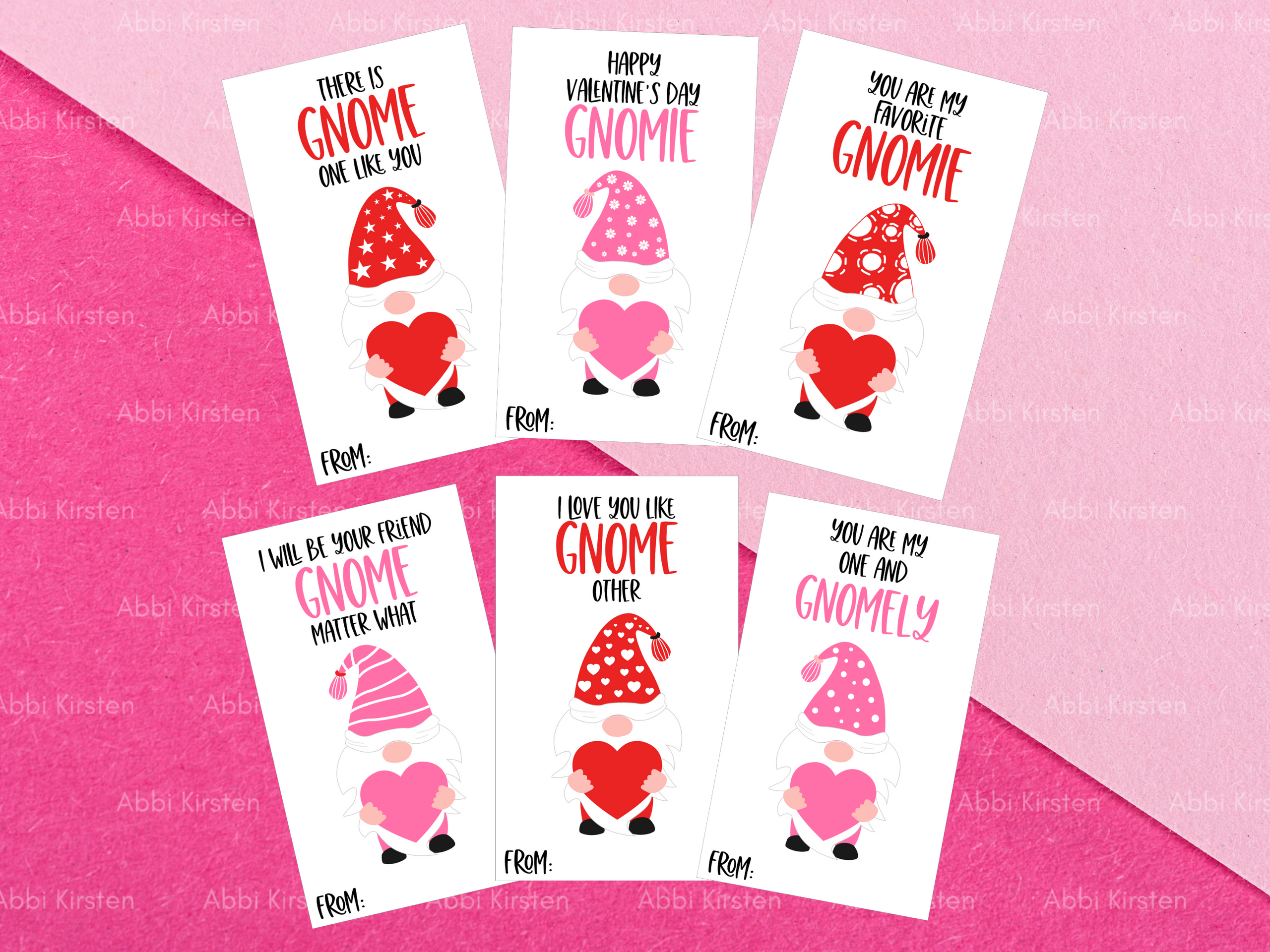 Gnome printable valentine cards for kids