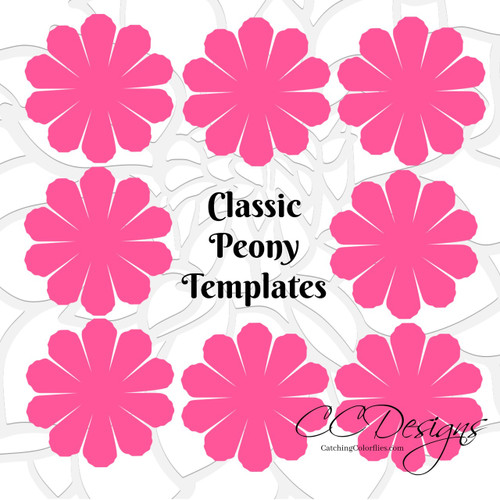 Peony Paper Flower Template - Catching Colorflies
