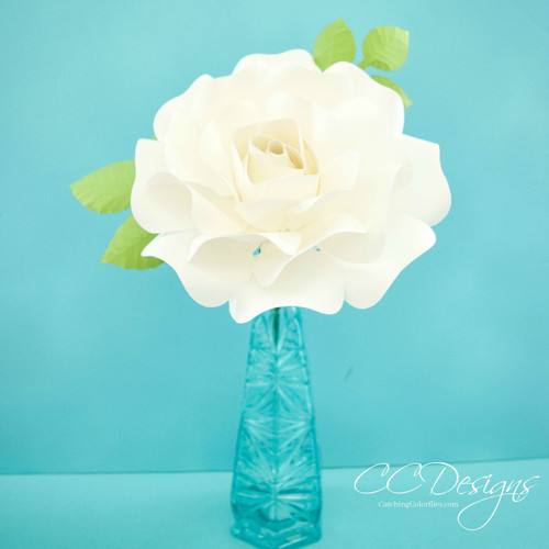 Mini Alora Rose - Small Paper Flower Rose Template - Catching Colorflies