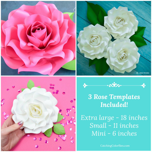 Large and Small Paper Rose Templates - Set of 3 - Catching Colorflies