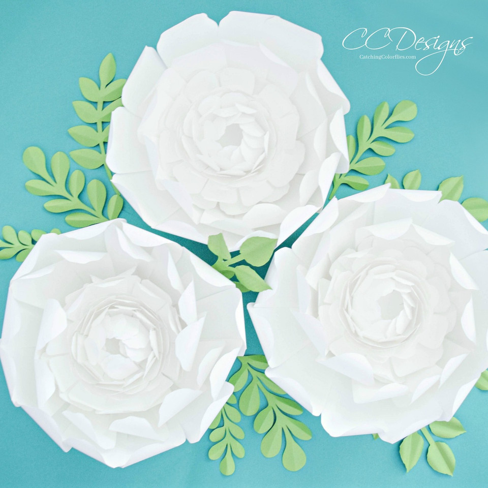 Peony Paper Flower Template - Catching Colorflies