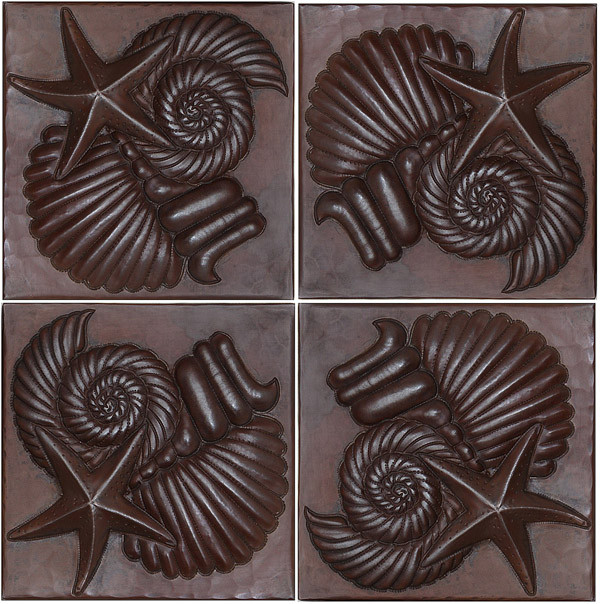 Copper Tile | Sea Shells Design | Copper Sinks Direct