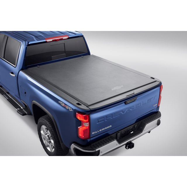 2019-2025 Chevrolet Silverado 1500 Soft Roll-Up Tonneau Cover w/ Bowtie ...