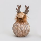 17cm Resin Round Moose Orn. Brown - CB Imports