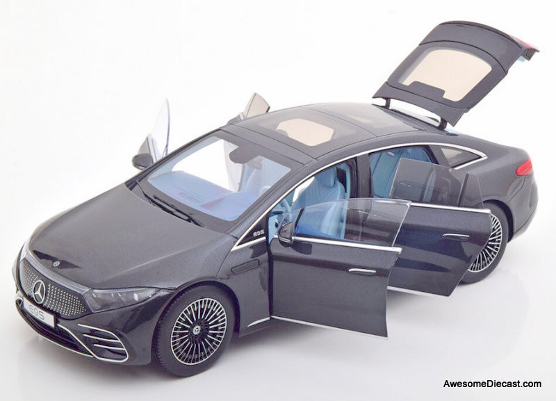 NZG 1:18 2022 Mercedes-Benz EQS V297, Metallic Graphite Gray (Dealer ...