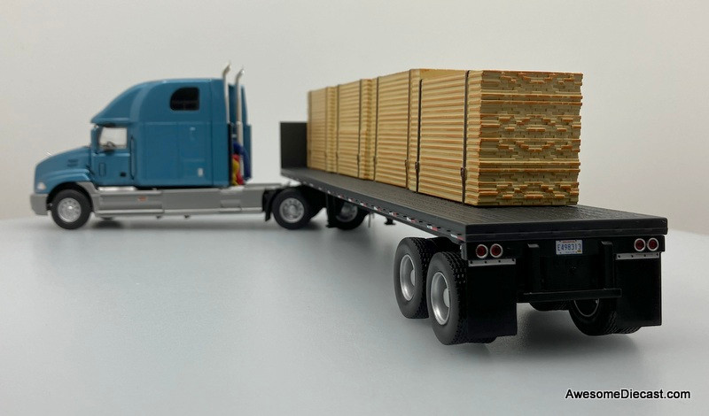 2002 Mack Vision Hightop Sleeper Tractor w/Flatbed Trailer & Wood Load ...