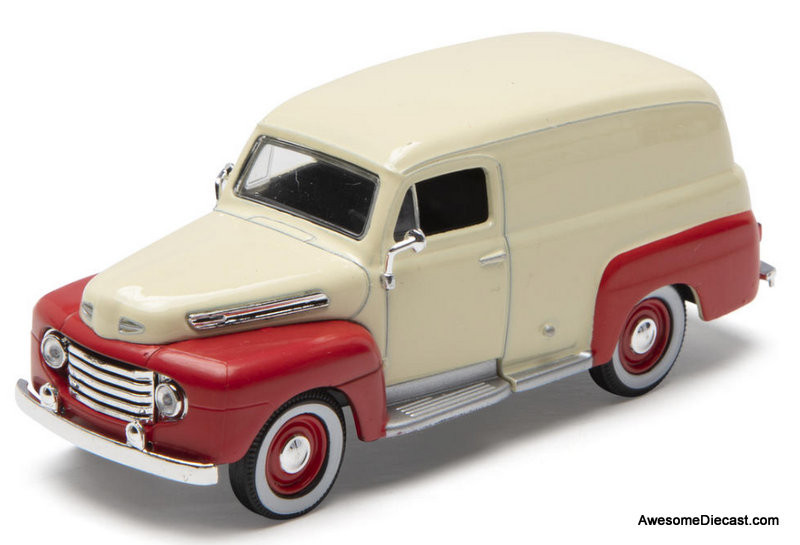 1948 Ford Panel Van, Cream/Red 1:48 Diecast Model Van by Denver Diecast