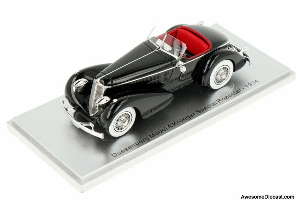 1934 Duesenberg Model A Krueger Special Roadster, Black 1:43 Resin Cast ...