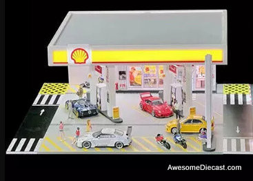 Shell Gas Station Diorama w/LED Light 1:64 Scale by G-Fans