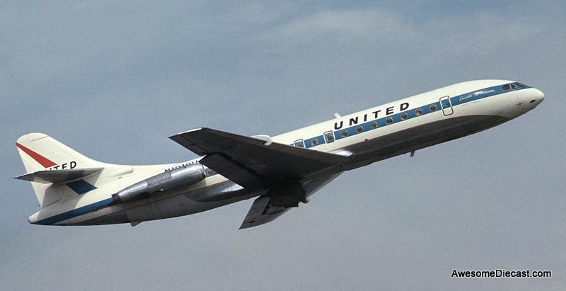 Sud Aviation SE-210 Caravelle V1-R: United Airlines (Reg #N1006U) 1:200 Diecast Model Plane by ...