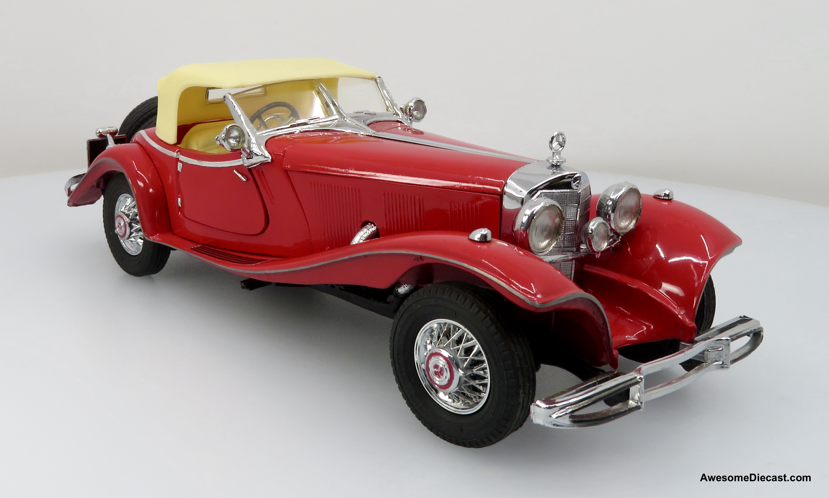 Franklin Mint 1:24 1935 Mercedes Benz 500K Special Roadster Convertible, Red