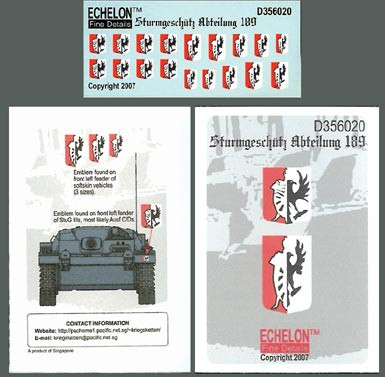 EFDD356020 - Echelon Fine Details 1/35 Sturmgeschutz Abteilung 189 ...