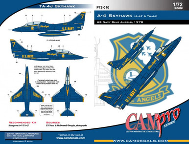 CPDP72-010 - CAM Pro Decals 1/72 A-4 Skyhawk US Navy Blue Angels (A-4F ...